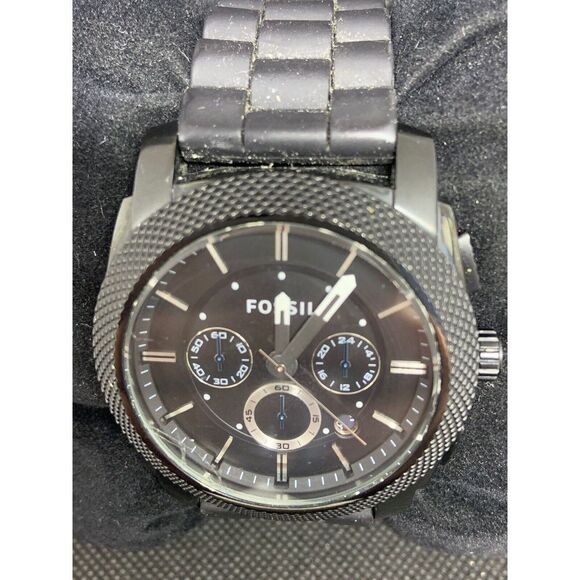 Fossil | Jewelry | Fossil Fs4487 Menswatch Silicon Black Band ...